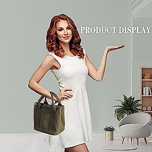 Women Small Tote Bag Handbag Satchel Bag Mini Canvas Tote Hobo Bag Fashion Stylish Crossbody Bags with Detachable Strap(Military Green)