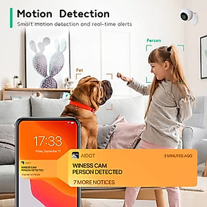 winees 2K Indoor Security Camera, QHD WiFi Camera with 2-Way Audio, 4MP Pet Camera with Phone APP, 2.4GHz, Clear IR Night Vision, Human and Motion Detection for Baby/Mom, Alexa Compatible M2