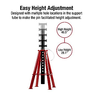 Sunex 1410 10-Ton, High Height, Pin Type, Jack Stands, Pair
