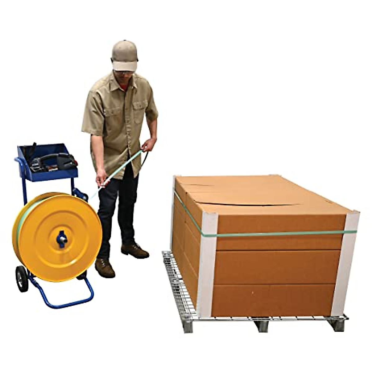 Vestil STRAP-PS-HD Steel Strapping Cart with Powder Coat Finish, 24-7/8" Width, 43" Height, 20-1/2" Depth