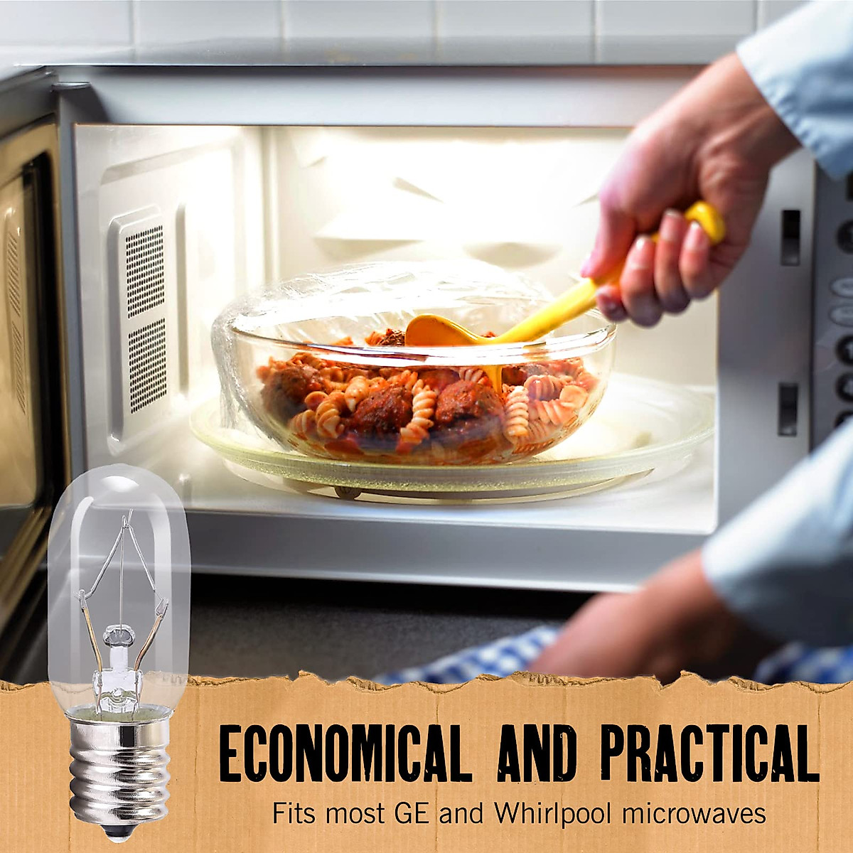 8206232A Microwave Light Bulb, T8 Microwave Exterior Light Bulb 25Watt Appliance Light Bulb Replacement Oven Part for 8206232A 1890433 8206232 AP4512653, 6Pack