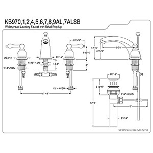 Kingston Brass KB974AL Victorian Widespread Lavatory Faucet with Metal lever handle, Polished Chrome and Polished Brass,8-Inch Adjustable Center