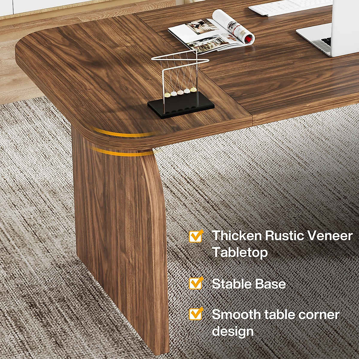 Tribesigns 63-inch Conference Room Table for 4-6 Person, Retro 5.2 ft Small Rectangle Meeting Room Table, Rustic Wood Seminar Table