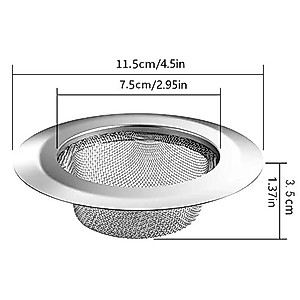 Stainless Steel Sink Filter Waste Plug Hair Catcher Drains Bathroom Floor Drain Kitchen Anti-clog Strainer with Deodorant Cover, Wide Rim 4.5 Inch Diameter