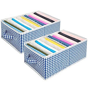 MULISOFT Drawer Organizers for Clothing, 2 Pack Underwear Drawer Organizer Clothes, 10 Grids Clothes Organizer for Folded Clothes,Wardrobe Clothes Organizer for Jeans,Pant,Sweaters,T-Shirt,Underwear