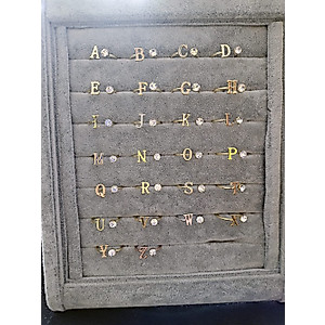 MANZHEN Personalized Gold Initial Letter Ring A-Z Stackable Ring (R)