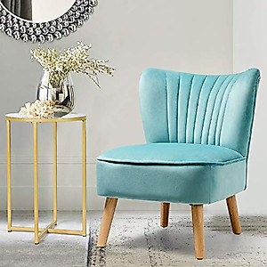 Giantex Velvet Accent Chair, Upholstered Modern Sofa Chair w/Wood Legs, Thickly Padded, Small Armless Wingback Club Chairs for Living Room Bedroom Furniture