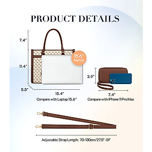 Missnine Laptop Tote Bag 15.6 inch Laptop Bag Stylish Briefcase for Women Work Shoulder Bags with Clutch Wallet 2 PCS Set (Dark Beige)