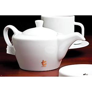 Dilmah, Tea Mug, Saucer, and Lid, Fine Porcelain, t-Series Collection, Gold Monogram, Coffee or Tea Service, 3 Piece Set, 10 Oz. volume, Pack of 2