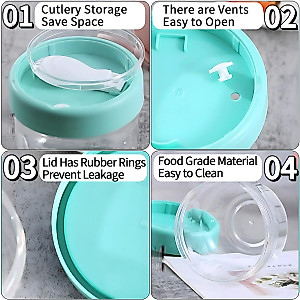 JDPNJSI Airtight Overnight Oats Containers with Lids and Spoons - Perfect for Meal Prep and Breakfast on the Go - Clear containers Keep Food Fresh and Visible