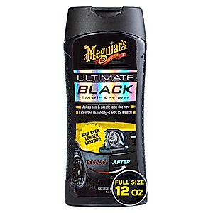 Meguiar's Ultimate Black Plastic Restorer - Restores Black Plastic & Faded Trim Pieces While Adding Durability & UV Protection - 12 Oz