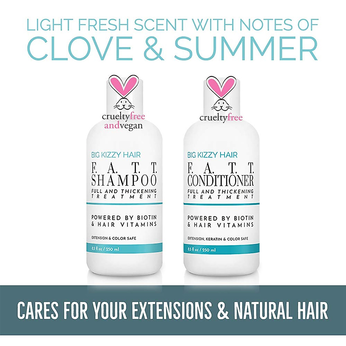 Volumizing & Thickening Biotin Shampoo & Conditioner Set - F.A.T.T. by Big Kizzy, Gentle Hair Care Safe for Extensions, Color & Keratin Treatments - Strengthens & Nourishes Fragile Hair