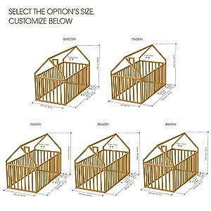 BUSYWOOD Montessori Playpen for Toddlers - Kids Play Pen Bed with Roof - High Rails Toddler Playpen - Floor Playpen Bed for Kids - Montessori Bedroom Furniture (Model 21)