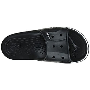 Crocs Men's and Women's Bayaband Slide | Casual Beach Sandal | Shower Shoe, Black/White, 9 US Women / 7 US Men