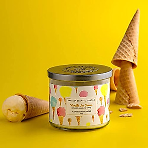Smells - Premium Soy Wax Round Jar Scented Candle 16oz. - 100% Cotton 3-Wicks - Fragrance That Eliminates Home and Office Odors: Food, Pets, Smoke and Others (1-Pack, Vanilla Ice Cream)
