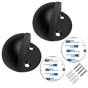 Door Stopper, Floor Door Stop Modern Black Door Stoppers Sound Dampening Rubber Bumper Adhesive Door Stops No Drilling Doorstop Wall Protector, Dome Shaped, 2 Pack