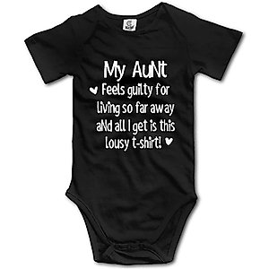 My Aunt Feels Guilty Baby Climbing Short Sleeve Onesie 0-6 Month Black