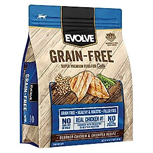 Evolve Pet Food Grain Free Deboned Chicken, Pea and Vegetable Recipe Cat Food Grain Free Deboned Chicken, Pea, and Veggies 3 Pound (Pack of 1)
