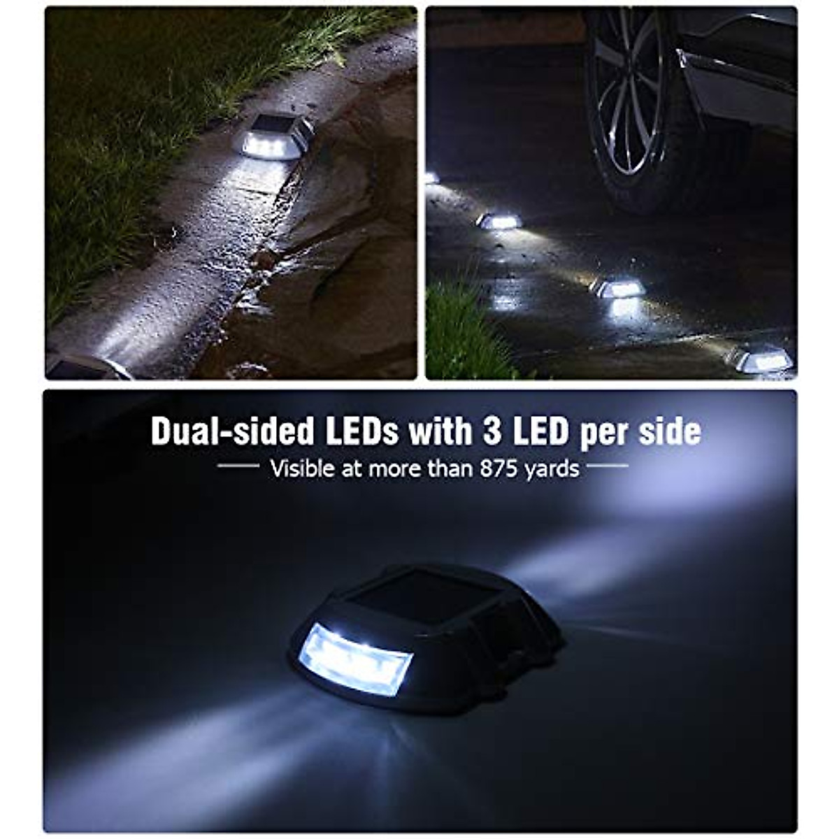 APONUO Solar Driveway Lights, Solar Dock Lights Outdoor Driveway Lighting IP67 Waterproof Outdoor Boat Dock Lamp for Driveway Stair Pathway Deck Cool White （8 Packs）