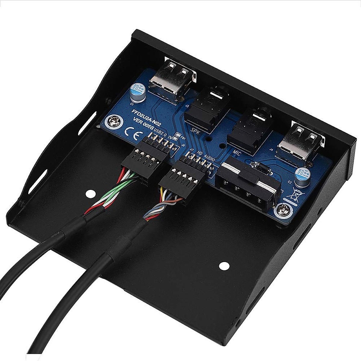 GOWENIC Front Panel USB Hub 3.5 Inches Floppy Front Panel 2 Port USB 2.0 with HD Audio Mic Output Port for Desktop（with 9Pin Cable）