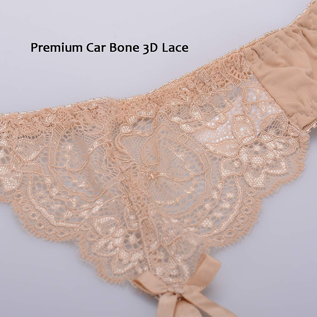 Aneliya Women's Lace Garter Belt for Thigh High Stockings(Beige)