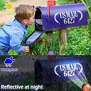 2" Reflective Mailbox Numbers Letters Stickers for Outside,Self Adhesive Mailbox Decal Numbers 4 Set(0-9),Letters 2 Set(A-Z),Leaves 2 Set,Vinyl House Address Stickers for Mailbox,Signs,Cars(White)