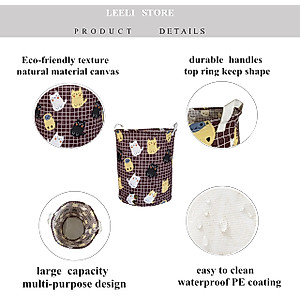 LEELI Laundry Hamper with Handles Collapsible Canvas Laundry Basket,Waterproof Storage Basket Home Organizer for Nursery,Clothes,Toys,Baby Hamper19.7×15.7(rec dark blue dinosaur)