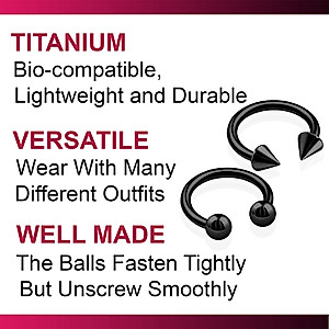 bodyjewellery 2pcs 16g 8mm circular barbell Titanium septum snake nose bite cartilage ring eyebrow ear tragus lip helix B2QCN - Pick color (Black)