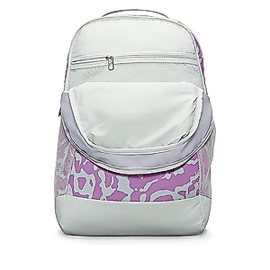 Nike Womens Brasilia Printed Backpack Light Silver/Rush Fuchsia/White