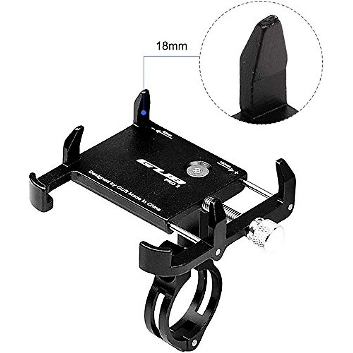 GUB Thick Case Design Bike & Motorcycle Phone Mount Handlebar Holder Adjustable Compatible with iPhone XR Xs 7s 8 Plus,Compatible with SamsungS7/S6/Note5/4,Any Phones with Thick Phone Case (Black)