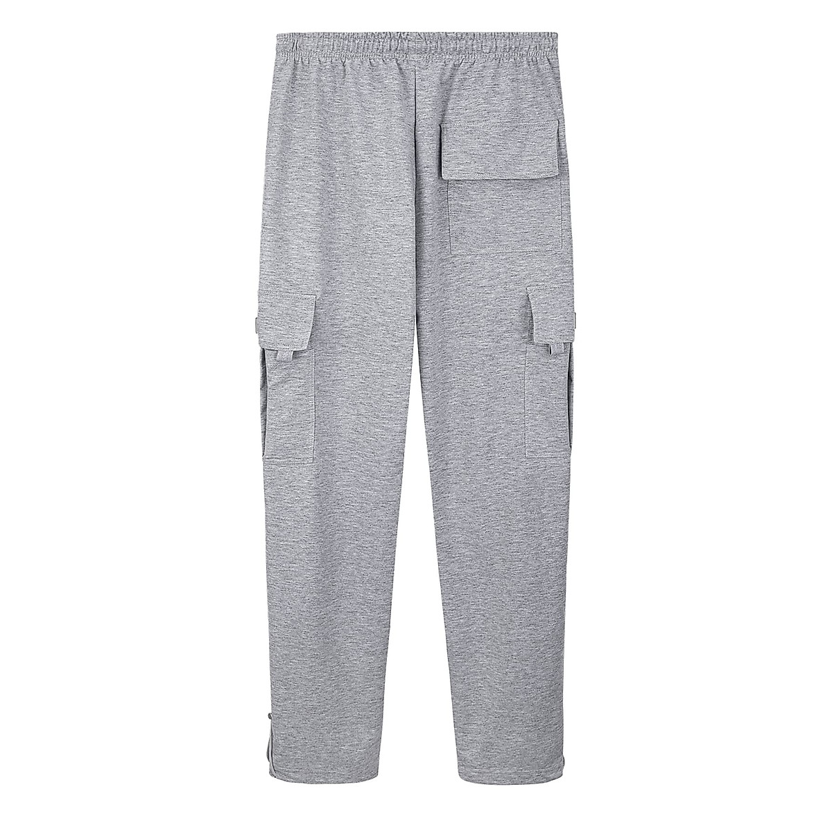 GYMBULLFIGHT Men's Cargo Sweatpants Loose Fit Pants Joggers for Men with Pockets, Open Bottom Drawstring Grey