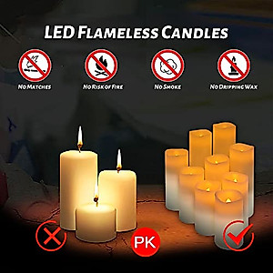 Baleid Flameless Candles Battery Operated 4" 5" 6" 7" 8" 9" Set of 9 Ivory White Real Wax Pillar LED Candles with Remote Control, Cycling 24 Hours Timer