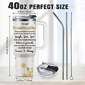 HYMONA Granddaughter Gifts from Grandma Grandpa - Stainless Steel 40Oz Granddaughter Cups Tumbler - Great Granddaughter Gifts, Mothers Day Birthday Graduation Gifts for Granddaught Coffee Mugs