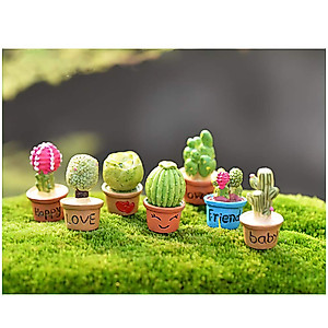 7 in 1 Dollhouse Decoration Plant Pots Miniature Green Potted Miniature Bonsai Model Dollhouse Accessories Decor,1 12 Scale Doll House Miniature Plant Model (7 dersert Plants Bots)
