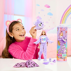 Barbie Cutie Reveal Doll & Accessories, Care Bears Series with Share Bear Costume & 10 Surprises Including Color Change & Mini Bear