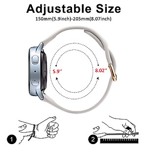 3 Pack Slim Sport Bands for Samsung Galaxy Watch Active 2 40mm 44mm, Soft Liquid Silicone Waterproof Straps for Replacement for Galaxy Watch Active Wristbands Women Men (PinkSand/Starlight/SageGreen)