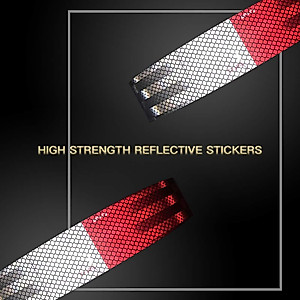 JCXJ 2inx100Ft Dot-C2 Red/White Reflective Safety Conspicuity Tape Waterproof High Intensity Reflective,Caution Sign,Driveway reflectors Tape for Vehicles,Trailers,Boats,Signs,Outdoor, Cars, Trucks