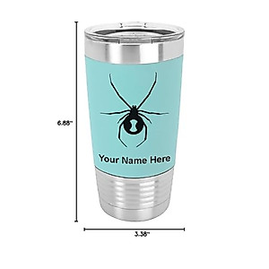 LaserGram 20oz Vacuum Insulated Tumbler Mug, Black Widow Spider, Personalized Engraving Included (Silicone Grip, Teal)