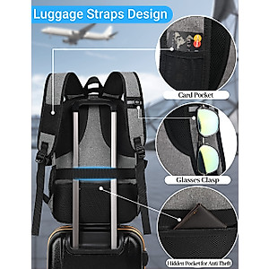 ProEtrade Laptop Backpack, Business Travel Anti Theft Bookbag with USB Charging Port for School College Work Computer Bag Daypack Fit 15.6 Inch Notebook, Gifts for Men Women Teen (Grey)