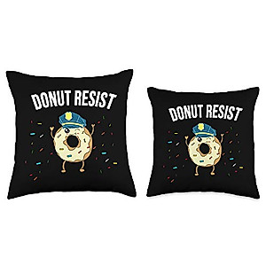 Police Support Appreciation Donuts Meme Donut Resist Meme Funny Police Officer Support Theme Quote Throw Pillow, 16x16, Multicolor