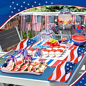 50 Pieces USA Star Serving Trays, USA Flag Star Shaped Plastic Platter, Patriotic Food Reusable Snack Tray, Cookies, Chips, Candy Dessert Serveware for 4th of July Independence Day Party Supplies