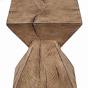 Ball & Cast Faux Wood Stump End Table Concrete Accent Side Table MgO Sofa Table Stand Stool, Natural Set of 1