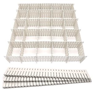 DUTWROY 24Pcs Adjustable Drawer Dividers 14.5Inch Plastic Storage Drawers Divider White DIY Grid Drawer Organizer Dividers for Socks Underwear Makeup Clothes