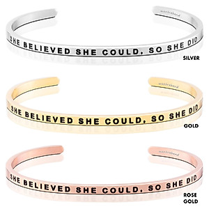 MantraBand Bracelets - Inspirational Engraved Adjustable Mantra Band Cuff Bracelet - Silver color - Gifts for Women