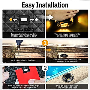 XURISEN 2-in-1 Solar Deck Lights, Dock Lights Solar Powered 4 Pack 12 LED Driveway Markers 1200mAh Outdoor IP68 Waterproof Light for Walkway Step Pathway Garden Yard