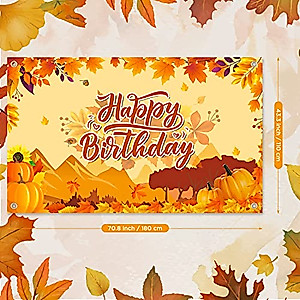 Fall Birthday Party Decorations Large Pumpkin Birthday Banner Fall Happy Birthday Backdrop for Harvest Thanksgiving Autumn Pumpkin Birthday Baby Shower Background Photo Booth Props Party Supplies