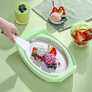 Rolled Ice Cream Maker Yoghourt Maker Food Grade Interesting Practical Ice Cream Roll Cold Plate for DIY Ideal for Home Kitchen Shop Restaurant (Green)