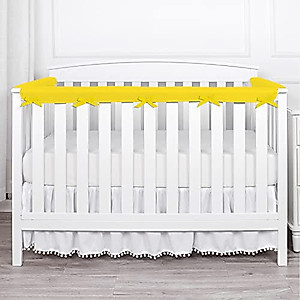 Vjningu Crib Rail Covers, Wrapped Rail Cover 3 Pcs (One Set) Anti-Collision Strip Corner Cover for Teething Bed Guardrail Cover Furniture Boys & Girls for Standard Crib（Yellow）