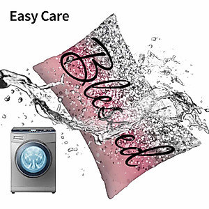 Mugod Rectangle Pillowcase Black Blessed on Silver Pink Dot Highlights,Throw Cushion Covers Rectangle Zipper Decor Sofa Couch Bedroom Living Room Home 20x30 Inches