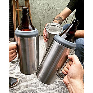 Gteller 40oz stainless steel cooler, double walled vacuum insulated bottle holder&keeper (Black)